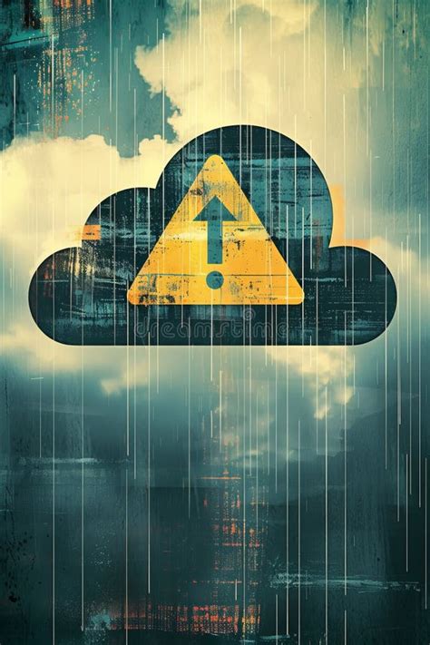 Cloud Computing Security Issue A Warning Sign Inside A Cloud With Rain