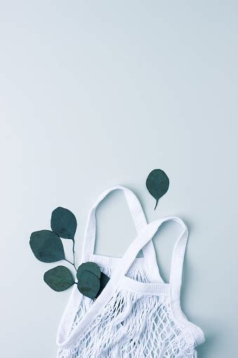 제로 폐기물 지속 가능하고 환경 친화적 인 라이프 스타일 회색 배경에 바구니와 유칼립투스 플랫 레이 복사 공간 0에 대한 스톡 사진 및 기타 이미지 Istock