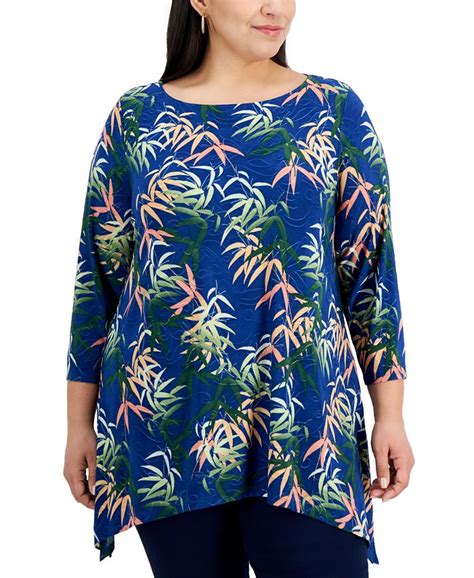 Jm Collection Plus Size Jacquard Printed Top Created For Macys Macys