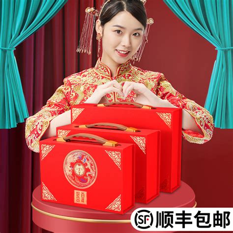 彩礼钱盒子结婚用品大全礼金箱子订婚现金聘金盒提亲礼盒10万装彩 虎窝淘