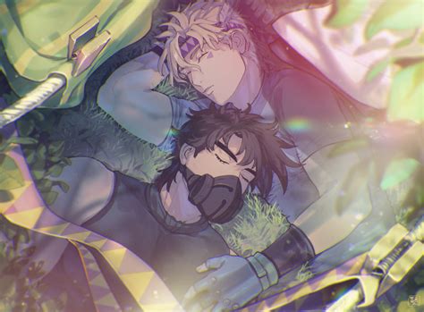 Safebooru 2boys Battle Tendency Blonde Hair Brown Hair Caesar