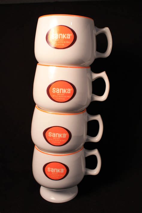 Sanka Decaffeinated Coffee Pedestal Stacking Mugs Vintage Etsy