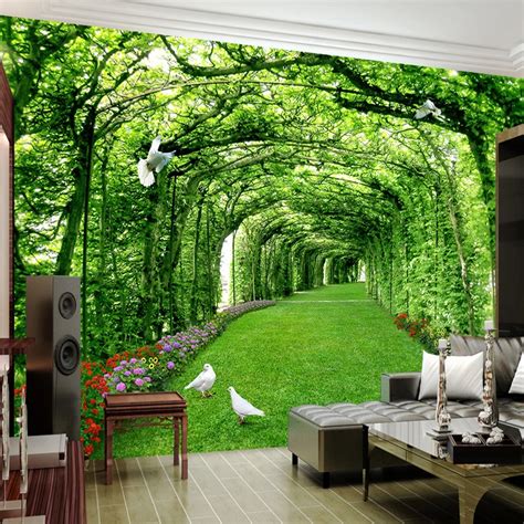 Aliexpress Buy Custom Photo Wallpaper For Walls 3 D Green Forest