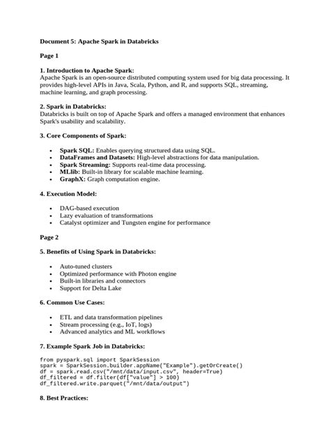 Databricks Spark Pdf