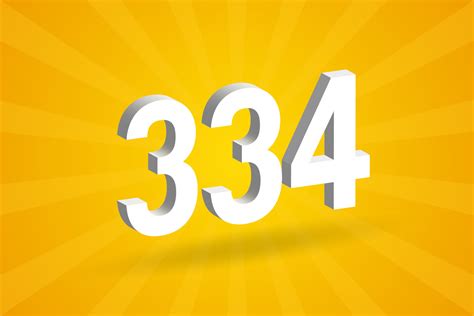 3D 334 number font alphabet. White 3D Number 334 with yellow background ...
