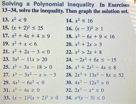 Solved Solving A Polynomial Inequality In Exercises Chegg Com