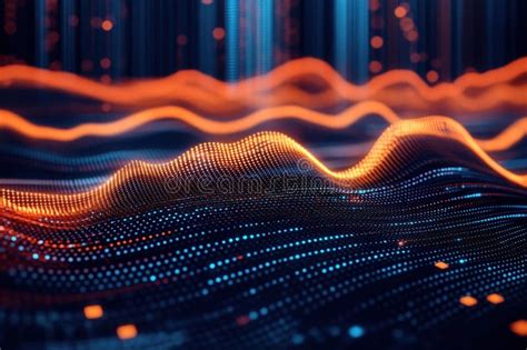 Abstract Data Visualization With Vibrant Waves And Glowing Particles Representing Digital Flow