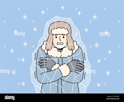Frozen Man Stands Inside Block Of Ice And Chatters Teeth Suffering Due
