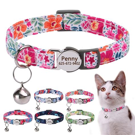 Personalized Printed Cat Collar Adjustable Kitten Puppy Collars With