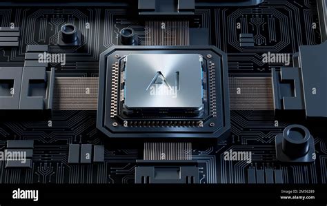 3d Rendering Of Cyberpunk Ai Circuit Board Technology Background Central Computer Processors