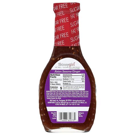 Skinnygirl Fat Free Salad Dressing Sugar Free Asian Sesame Ginger 8
