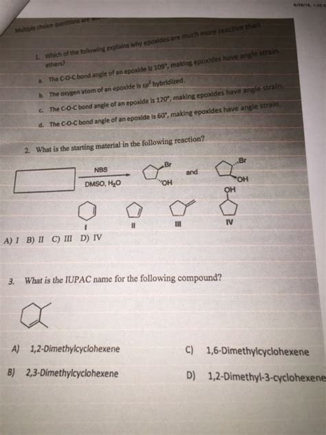 Solved Which Of The Following Explains Why Epoxides Are Much