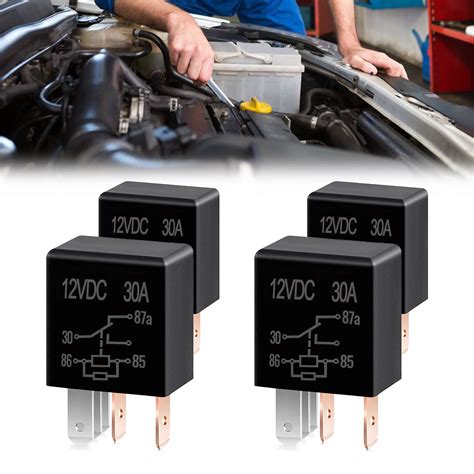 Buy 4 Pack Car 5 Pin 12V 30A Relay High Performance Waterproof Stable