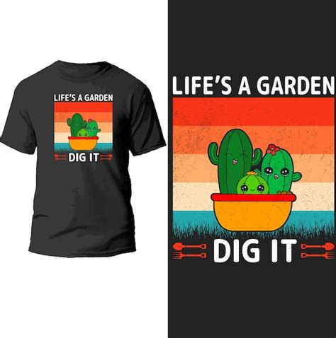 A vida é um jardim escava o design de camiseta Vetor Premium