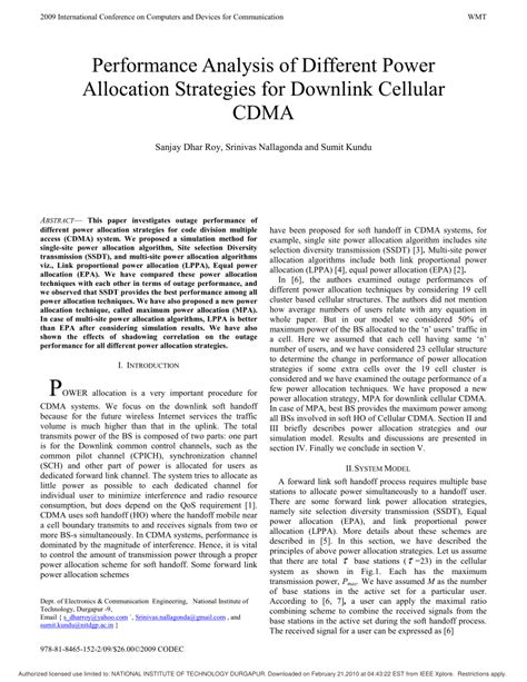 Pdf Performance Analysis Of Different Power Allocation Strategies For Downlink Cellular Cdma