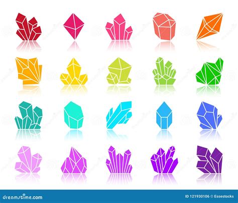 Crystal Color Silhouette Icons Vector Set Stock Vector Illustration Of Amethyst Emerald