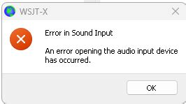 Wsjtgroup Groups Io Error In Sound Input