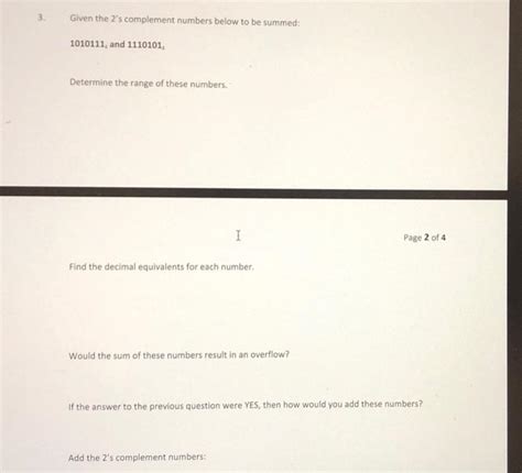 solved 3 given the 2 s complement numbers below to be