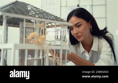 Closeup Of Beautiful Young Architect Engineer Focus On Using Pencil