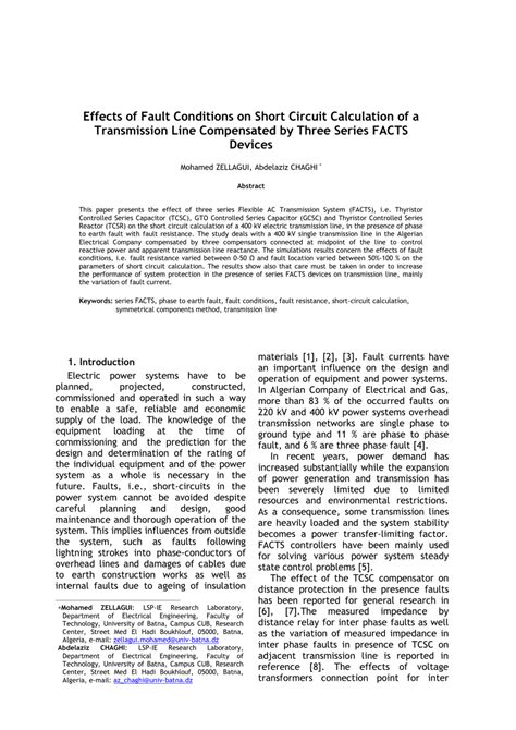 Pdf Effects Of Fault Conditions On Short Circuit Calculation Of A