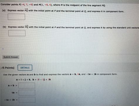 Solved Consider Points P 4 7 9 And M 1 8 5 Where M