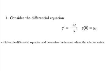 Answered Consider The Differential Equation Y 4t Y Y 0 Yo Ve