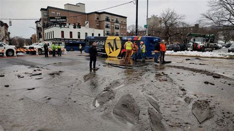 Cdta Bus Stuck After Water Main Break In Troy