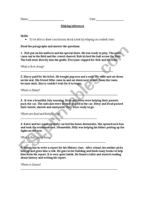 Making Inferences Esl Worksheet By Estefaniator
