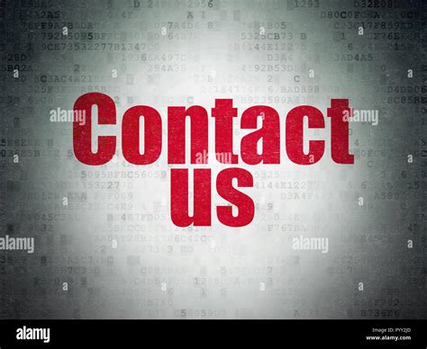 Marketing Concept Contact Us On Digital Data Paper Background Stock