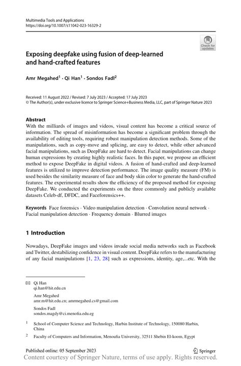 Exposing Deepfake Using Fusion Of Deep Learned And Hand Crafted Features