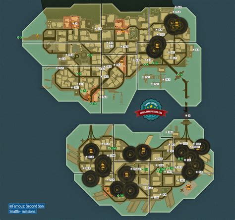 Map Of Seattle Quests City Infamous Second Son Game Guide