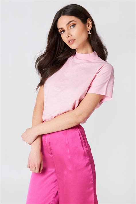 High Neck Cap Sleeve Top Pink Na Kd