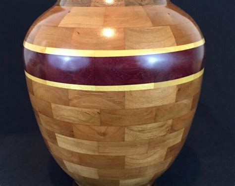Segmented Cherry Vessel Wood Segmented Vase Display Piece Wood Vases For Sale Handmade Vase