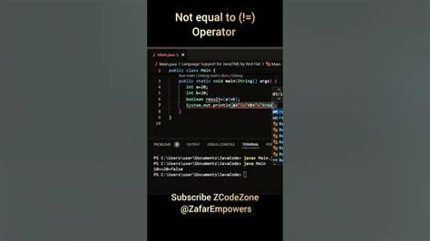 Thiss How Not Equal To Operator Works Subscribe Zafarempowers Coding Javaexperts Like
