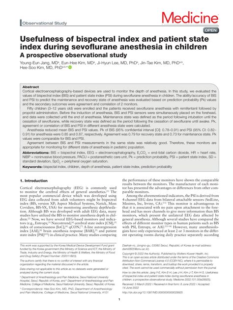 Pdf Usefulness Of Bispectral Index And Patient State Index During