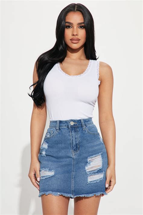 Lilly Lace Trim Tank White Fashion Nova Basic Tops And Bodysuits