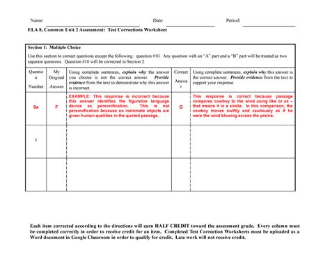 Test Corrections Editable Teacher Problems 40 Book Challenge