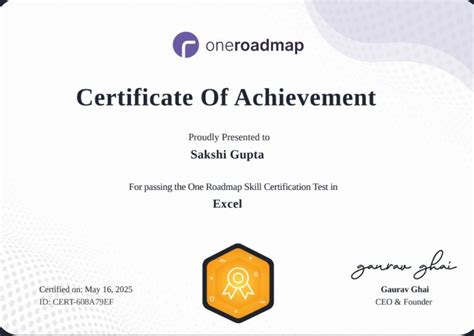 Excel Certification Professionalgrowth Dataskills Lifelonglearning Sakshi Kumari