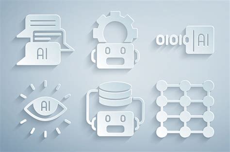 Set Artificial Intelligence Robot Binary Code Ai Neural Network Robot