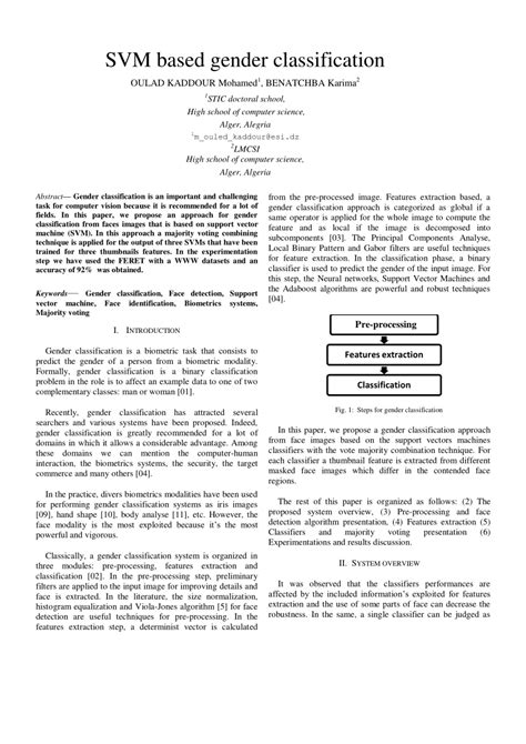 Pdf Svm Based Gender Classification