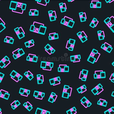 Line Computer Monitor Graphic Tablet And Mobile Phone Icon Isolated Seamless Pattern On Black