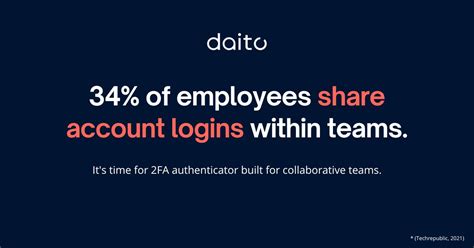 Daito Authenticator On Linkedin 34 Of Employees Share Work Logins Within Teams While