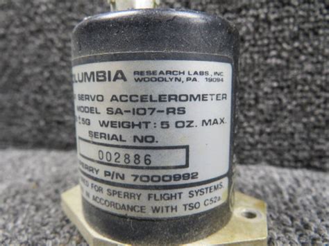 7000992 Columbia Research Labs Aircraft Linear Servo Accelerometer Unit