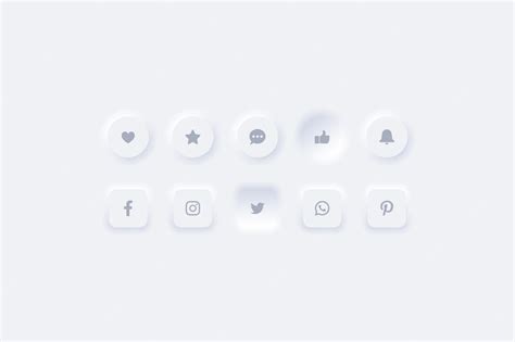 Premium Vector Neumorphism Ui Soft White 3d Social Media Buttons