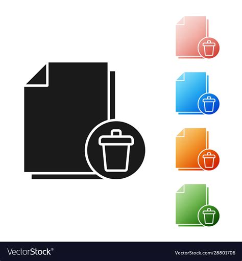 Black Delete File Document Icon Isolated On White Vector Image