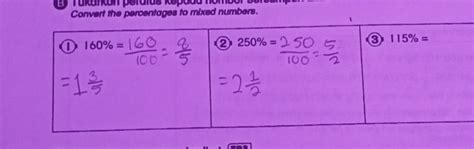 Solved Convert The Percentages To Mixed Numbers D 160 ② 250 ③ 115 [algebra]