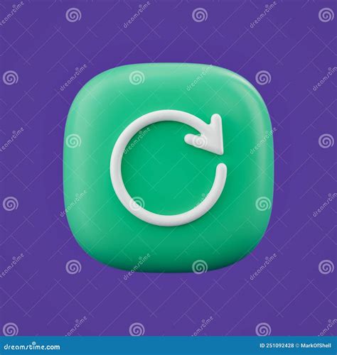Refresh 3d Icon On A Green Button Outline Energy And Environment Icon 3d Rendering Single