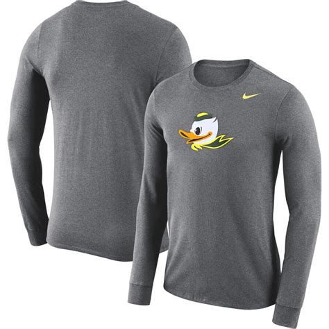 Mens Nike Charcoal Oregon Ducks Logo Long Sleeve Performance T Shirt