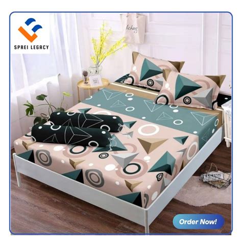 Sprei Set Motif Prisma Segitiga Bahan Polymicro Anti Luntur Motif