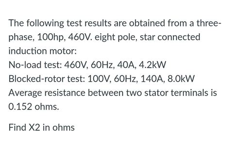 Solved The Following Test Results Are Obtained From A Three